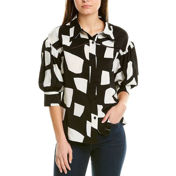 Gracia | Tops | Gracia Womens 34sleeve Printed Blouse Black | Poshmark